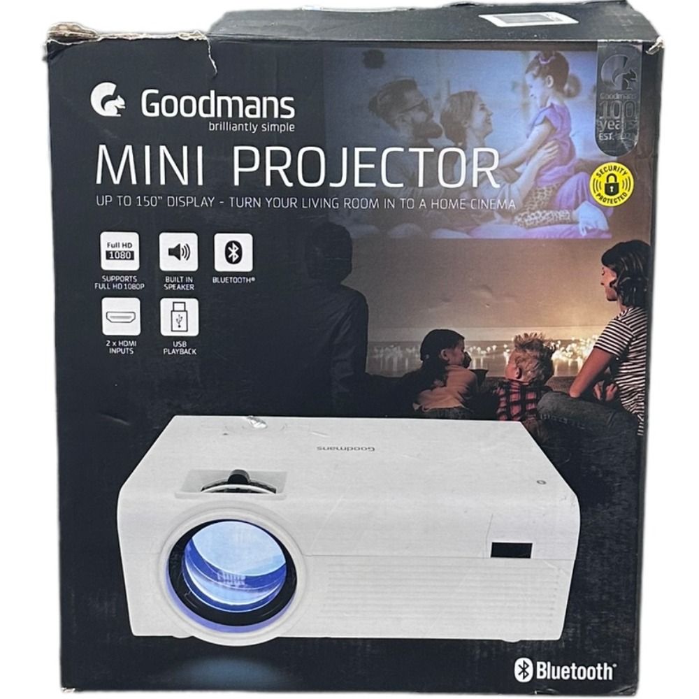 Pre-owned Goodmans Mini Projector (1080p, 150" Max) - Own4Less